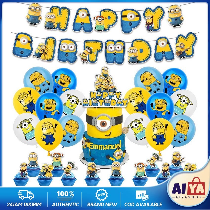 Jual 31Pcs/Set DIY Aksesoris Dekorasi Ulang Tahun Motif Minion - Banner ...