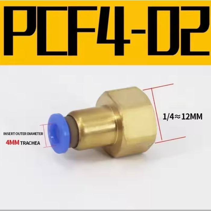 Jual Pneumatic Fitting PCF 4-02 / Selang 4mm Ke Drat Dalam 1/4 inci ...