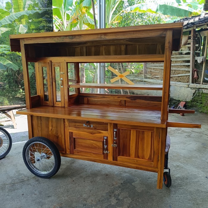Jual gerobak booth jualan full kaca roda tiga | Shopee Indonesia