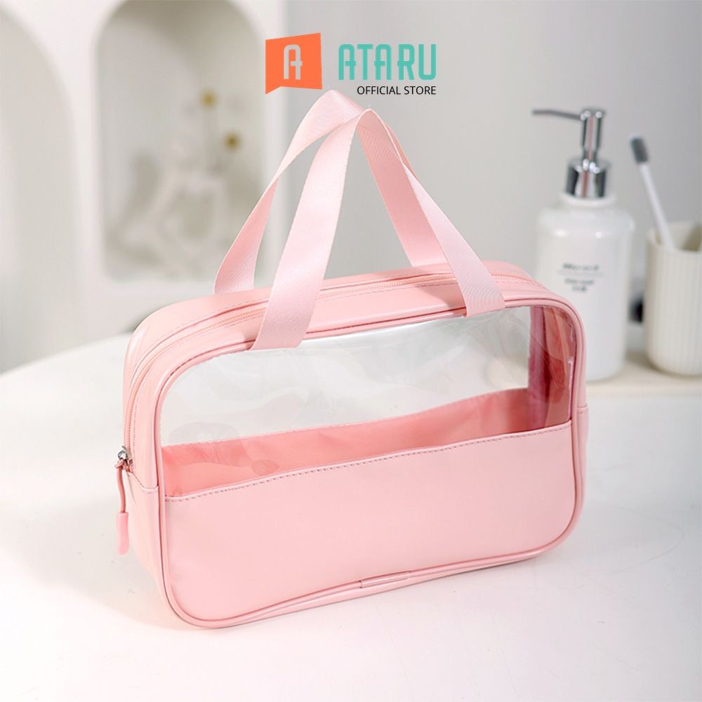 Jual Ataru Pouch Dengan Handle Rectangle - Pink Kantong Organizer Serbaguna Tempat Pensil Pulpen ...