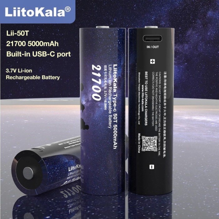 Jual LiitoKala Lii-50T BATERAI 21700 USB C 5000mAh 10A RECHARGEABLE ...