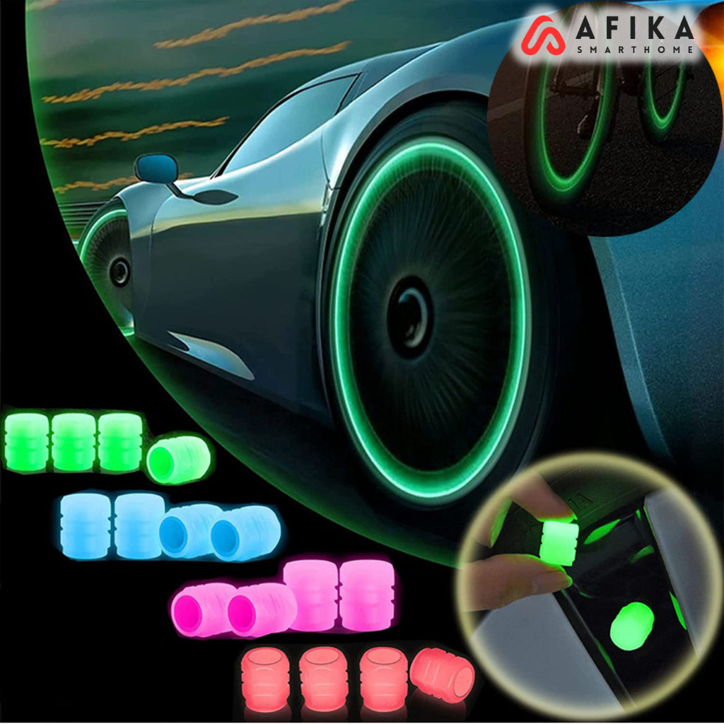 Jual Tutup Pentil Ban Mobil Motor Neon Luminous Valve Cap 4 PCS ...