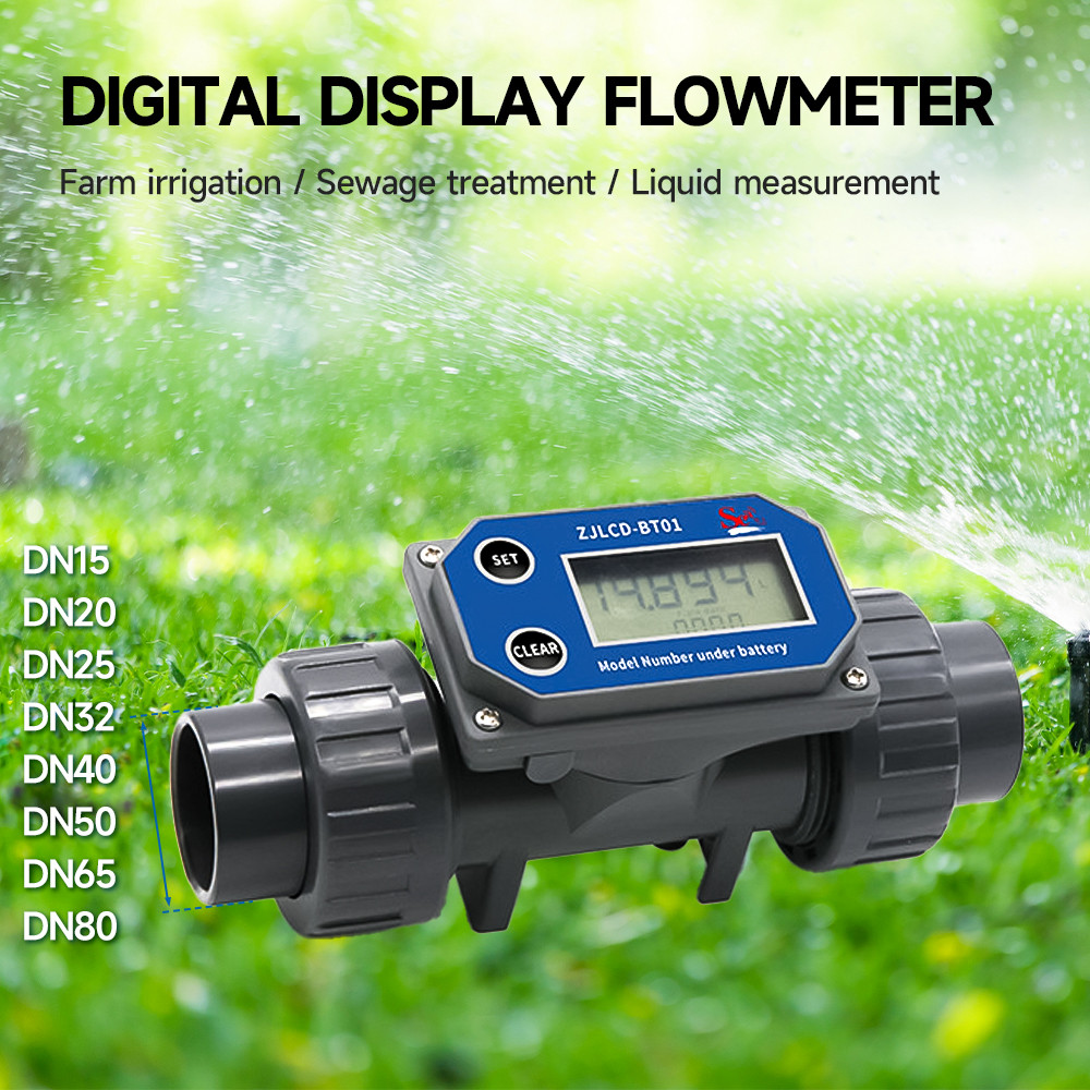 Jual DN15-DN80 Digital Turbine Flow Meter Electronic LCD Display Flowmeter PVC Pipe Liquid Water ...