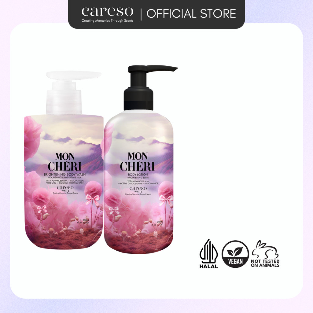 Jual CARESO - Mon Cheri Bath Duo (Body Wash + Body Lotion) | Shopee ...