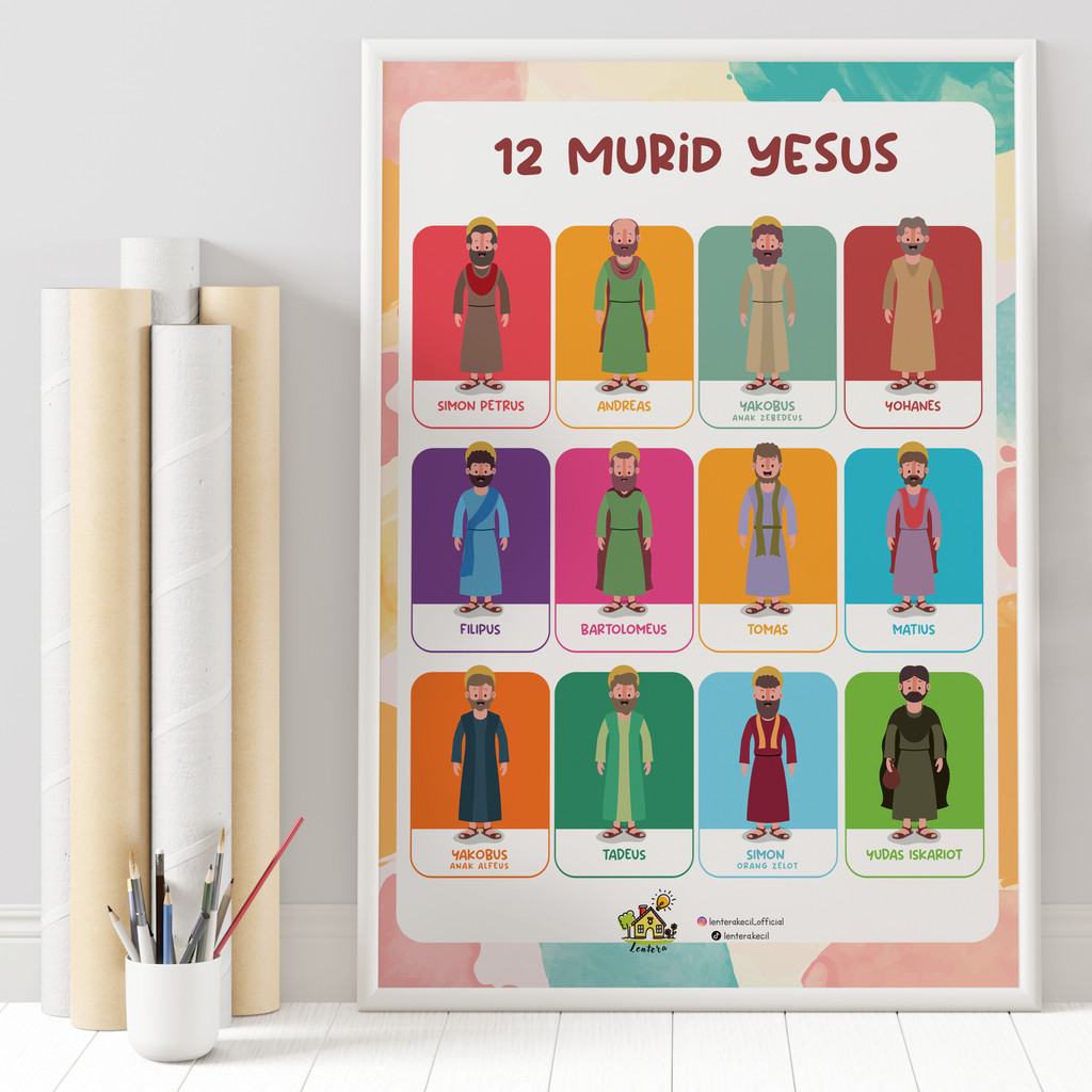 Jual Poster Edukasi KRISTEN Mengenal 12 RASUL Tema Kristiani Natal ...