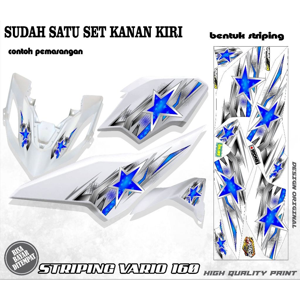 Jual striping sticker variasi vario 160 motif bintang terbaru keren ...