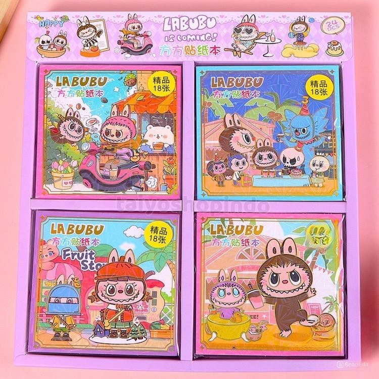 Jual Labubu Square DIY Sticker Book Buku Stiker Lucu Murah Mainan Anak ...