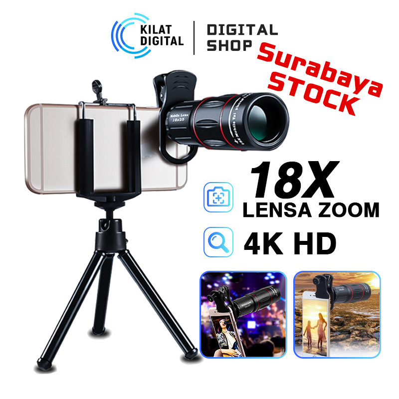 Jual 【Surabaya 】Lensa Apexel 18x25 Kamera Hp Zoom vlog Paduan Aluminium ...
