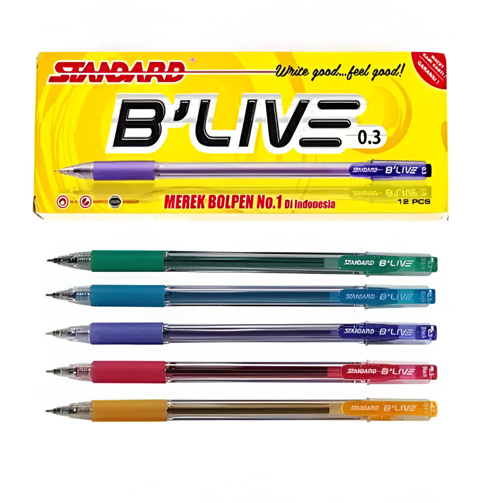 Jual STANDARD Bolpoin Pulpen Ballpoint Semi Gel Pen Pena BLIVE B'LIVE B ...