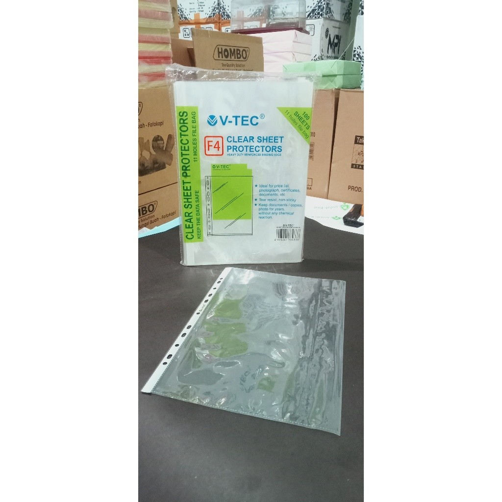 Jual V-TEC Clear Sheet Protectors F4 - Plastik Pelindung Kertas Ordner ...