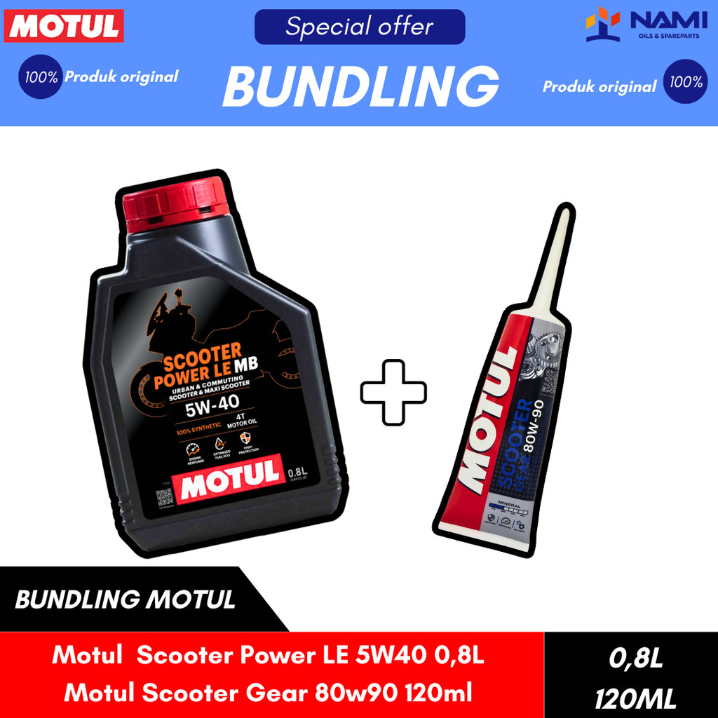 Jual *BUNDLING MOTUL SCOOTER POWER LE 5W40 (0.8L) + SCOOTER GEAR (120ML ...