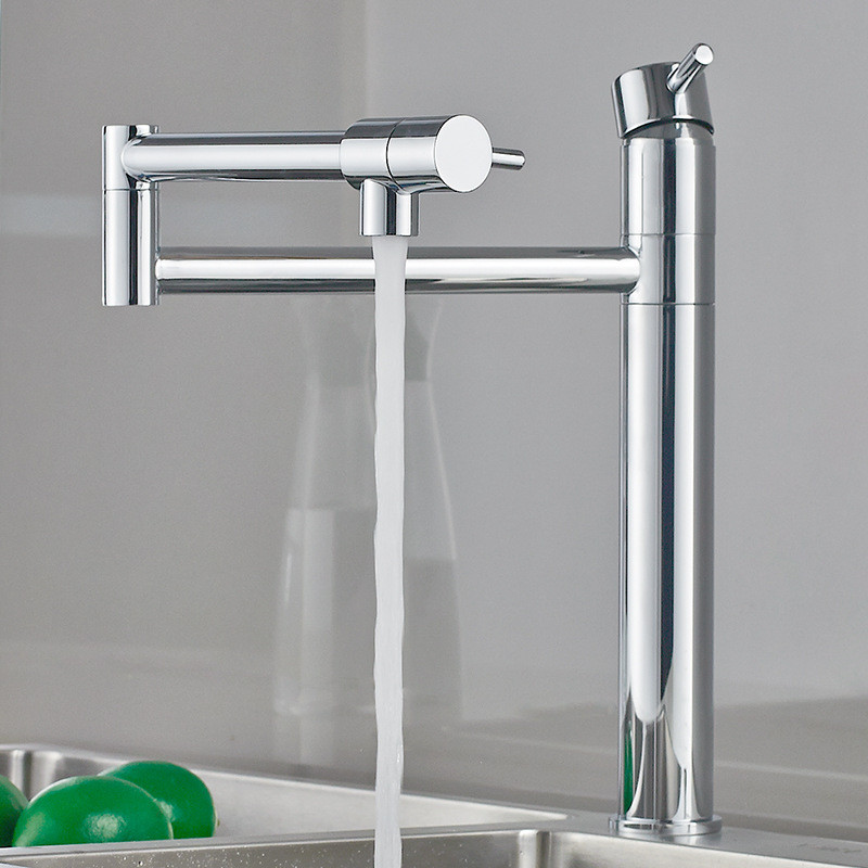 Jual Chrome Foldable Kitchen Faucet Brass Pot Filler Faucet Retractable ...