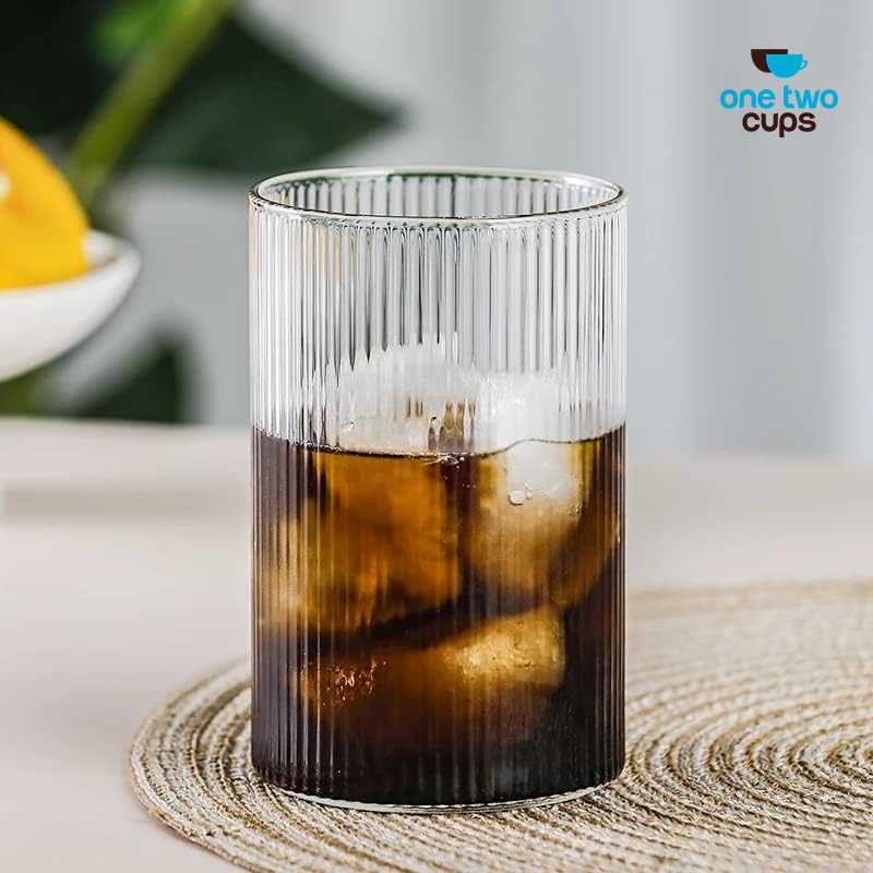 Jual One Two Cups Gelas Kaca Aesthetic Kopi Teh Striped Glass 450ml | Shopee Indonesia