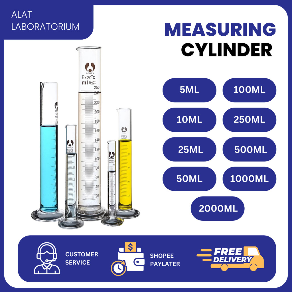 Jual Glass Measuring Cylinder Silinder Kaca Alat Laboratorium/Gelas ...