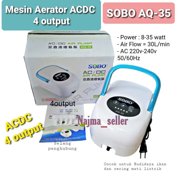 Jual Paket SOBO AQ 35 AQ 35 Aerator ACDC 4 output 4 Lubang Cocok untuk budidaya ikan bisa hidup ...