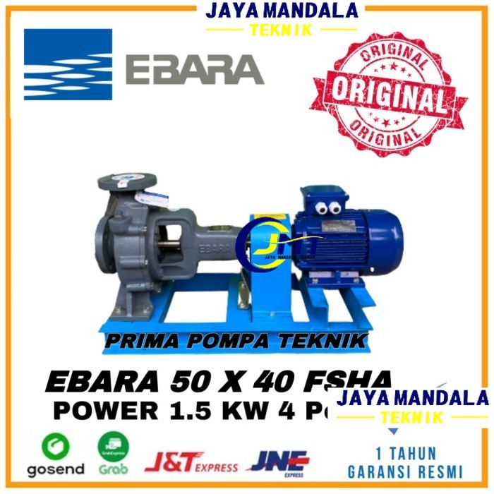 Jual pompa centrifugal ebara 50 X 40 FSHA Motor 1.5 KW 2 Hp 3Phase 4 ...