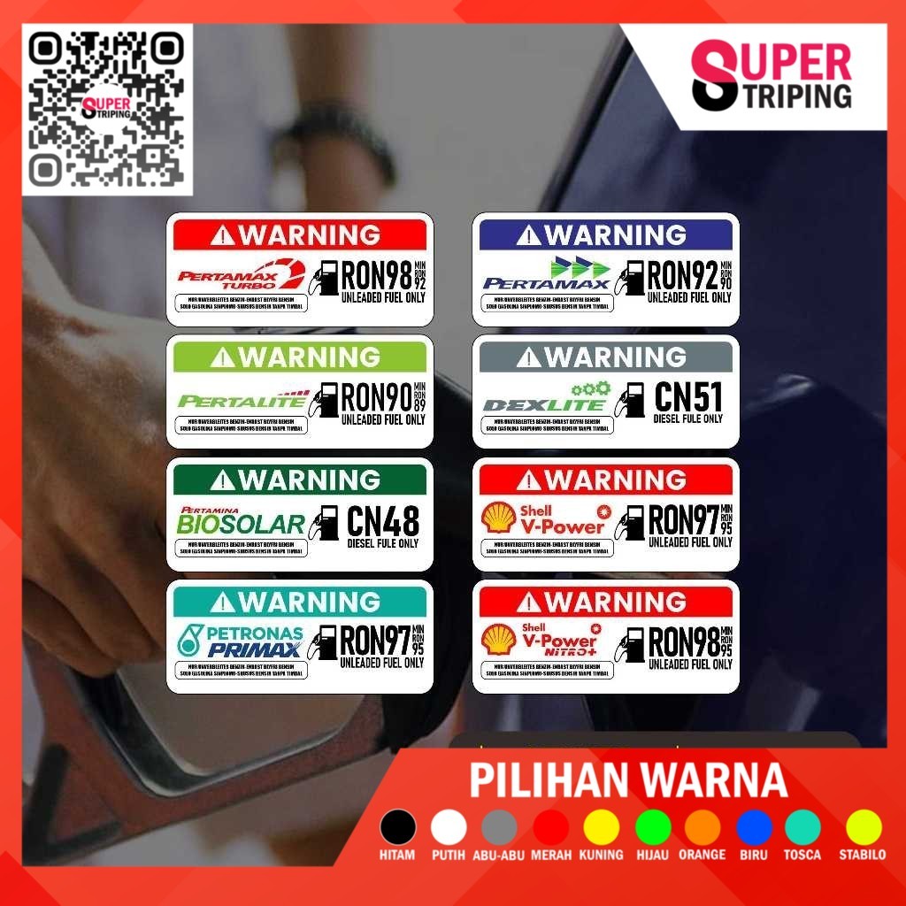 Jual Sticker Printing Cut Unleaded Fuel Only Stiker RON Tangki Bahan ...