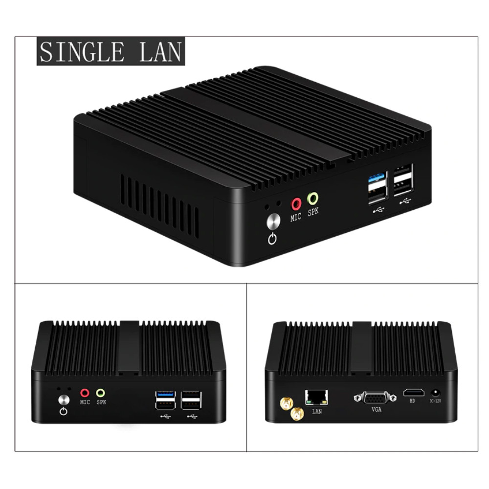 Jual Mini pc Industrial Fanless Mini PC Celeron J6412 J1900 N2840 Dual LAN Gigabi HD Embedded ...