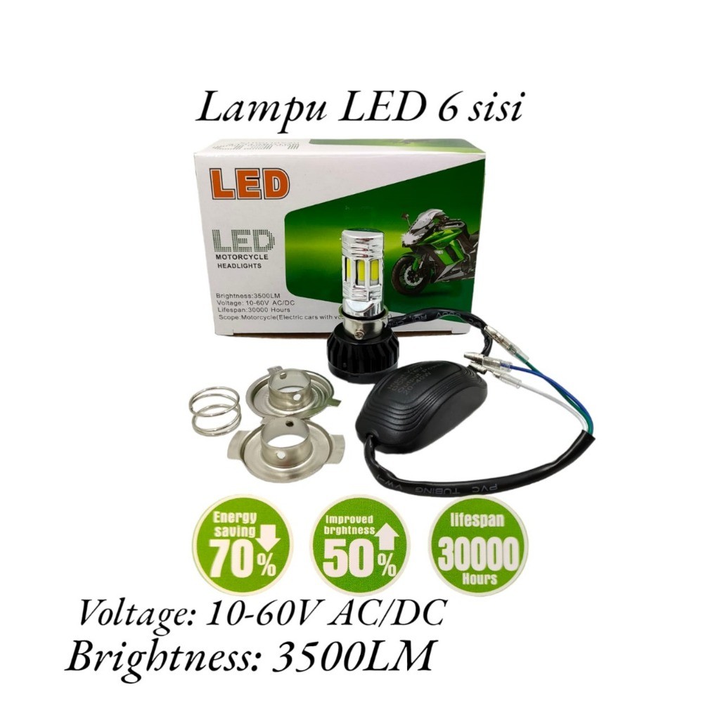 Jual LAMPU LED 6 SISI SUPER TERANG 60 VOLT AC/DC UNIVERSAL PNP UNTUK ...