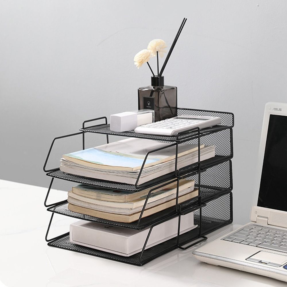 Jual Office File Box Desktop A4 Document Organizer Stackable Laminated ...