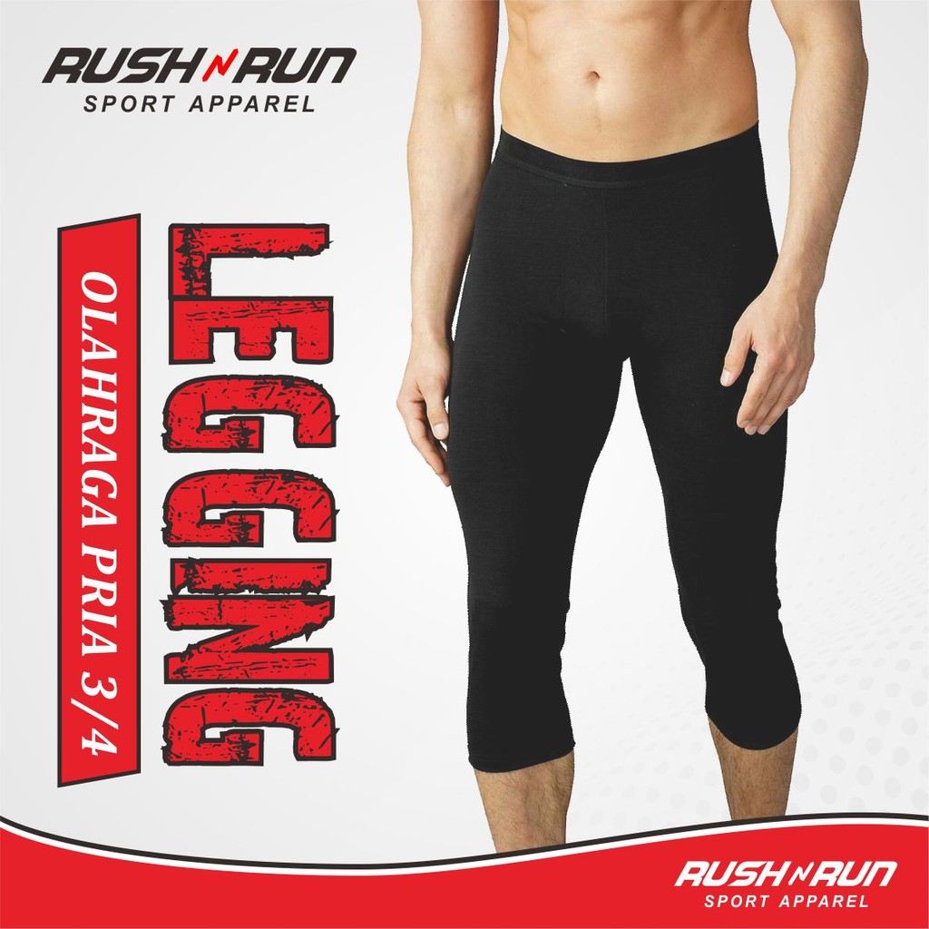 Jual Rush n Run Celana legging 3/4 sleging setengah betis sport pria ...