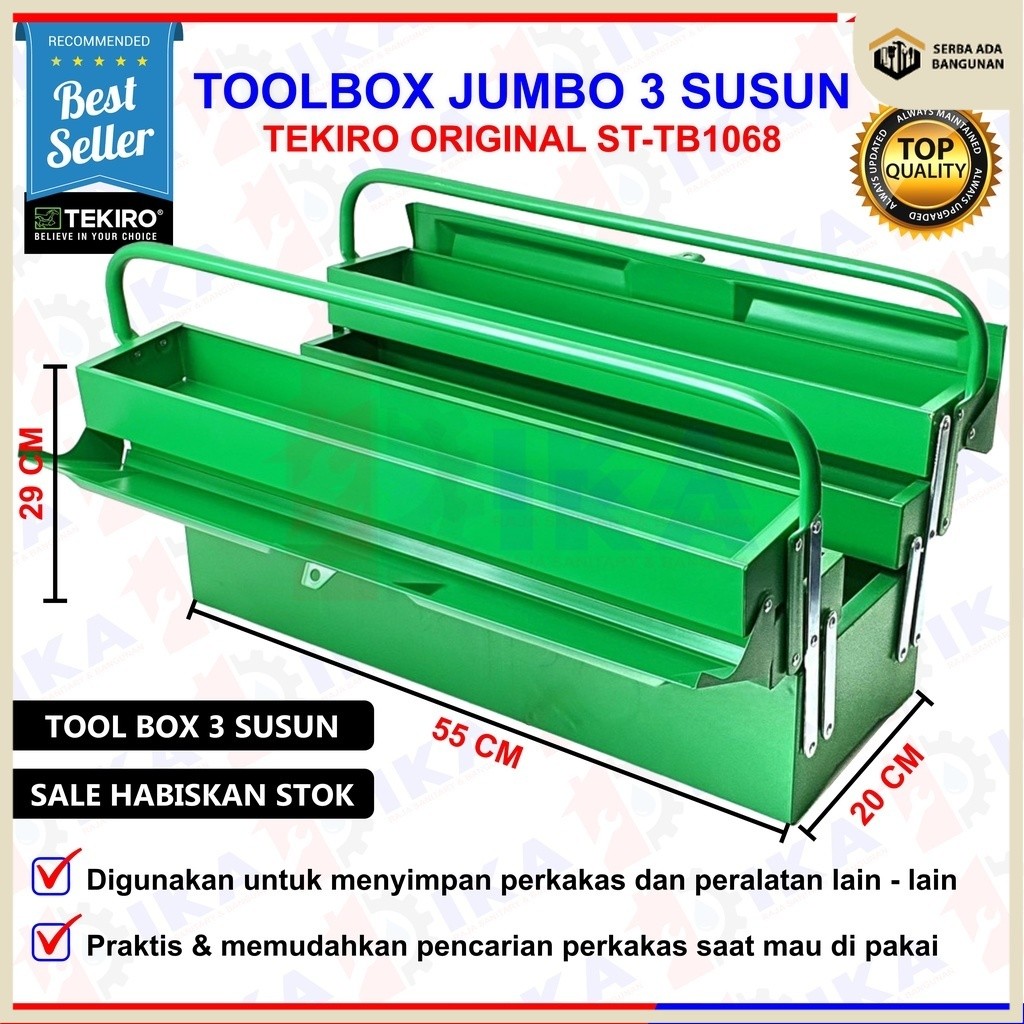 Jual TEKIRO Original Tool Box 3 Susun Toolbox Besi TEKIRO (550 X 200 X 290mm) ST-TB1068 | Shopee ...