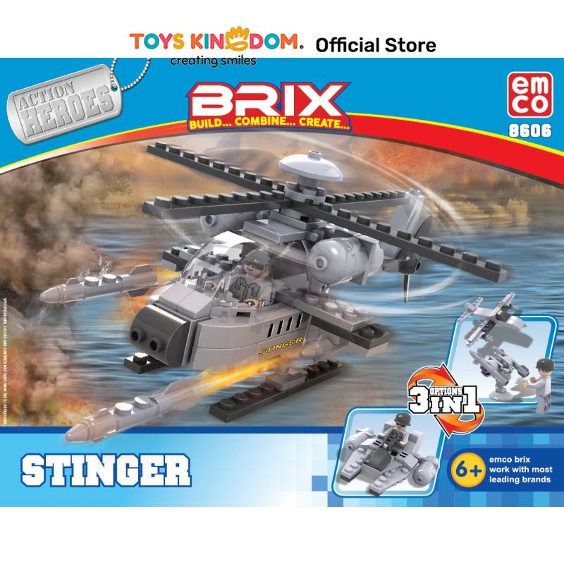 Jual Toys Kingdom Emco Babyz Bricks 3 In 1 Action Heros 8600 Kids Toy ...