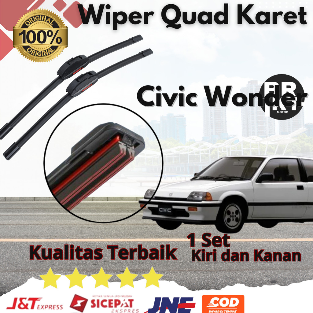 Jual Wiper Quad Karet 4 Karet Mobil Frameless Honda Civic Wonder