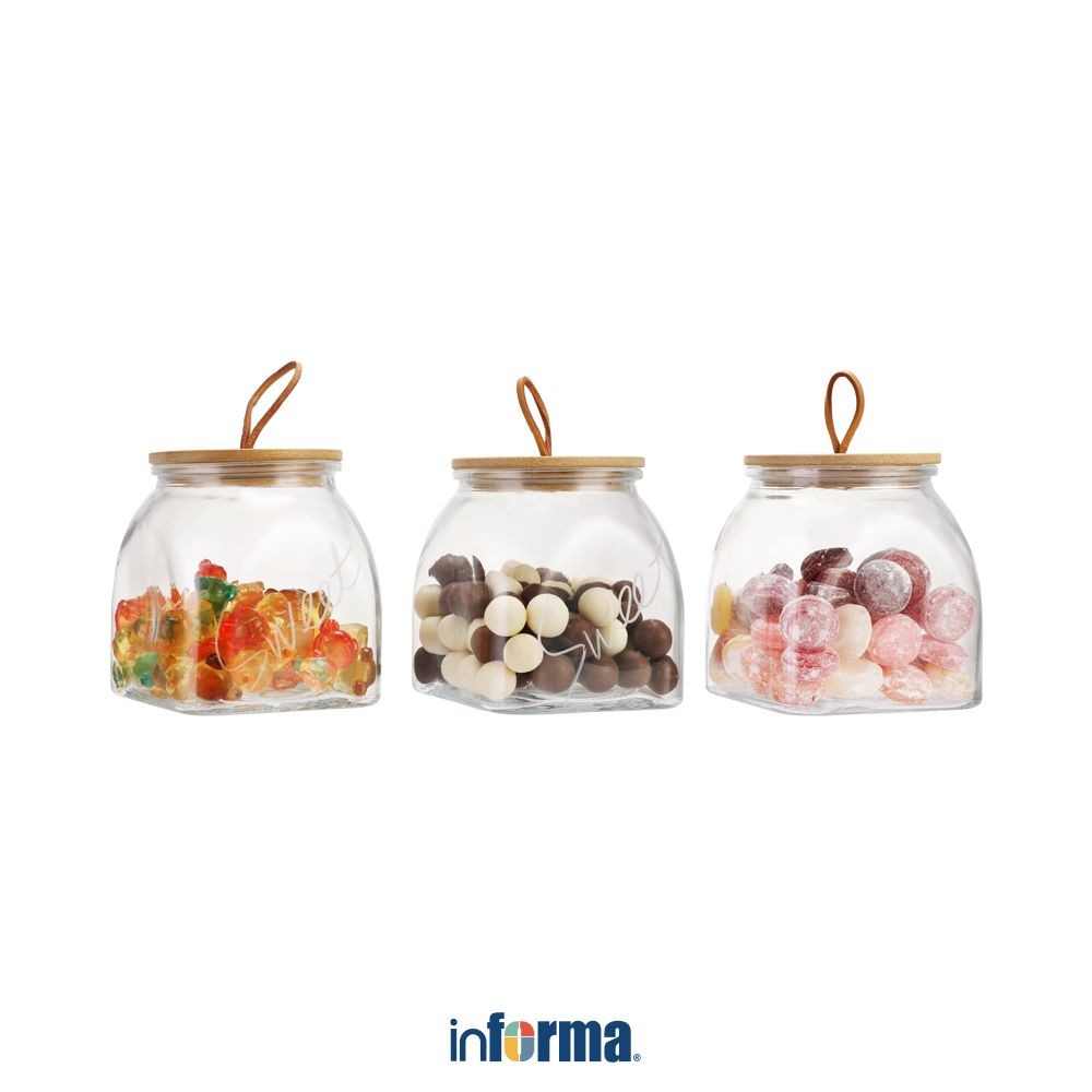 Jual Informa Set 3 Pcs Wiley Stoples Kaca Jar Tempat Simpan Snack Dan ...