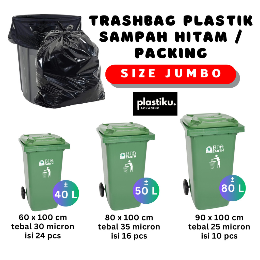 Jual Plastik Sampah Hitam Jumbo / Kantong Sampah Besar / Plastik ...