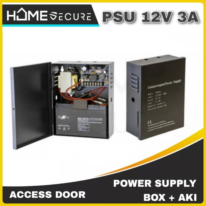 Jual Power Supply Access Door Lock 12V 3A / PSU BOX + Aki Akses Control ...