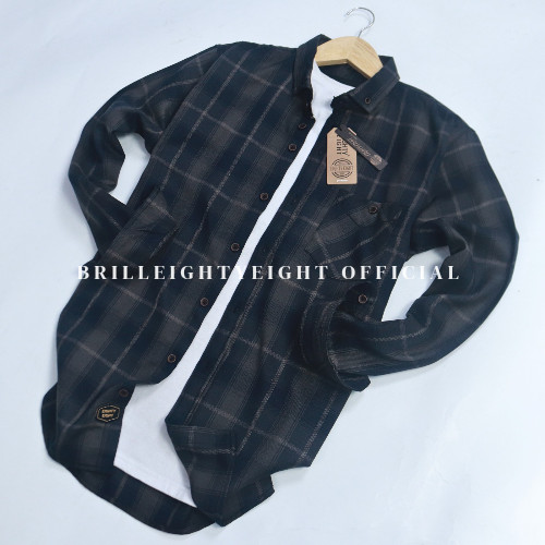 Jual Brill Eighty Eight - Kemeja Flanel Panjang Premium Dnavy Gray Sbrw 88 L3742 | Shopee Indonesia