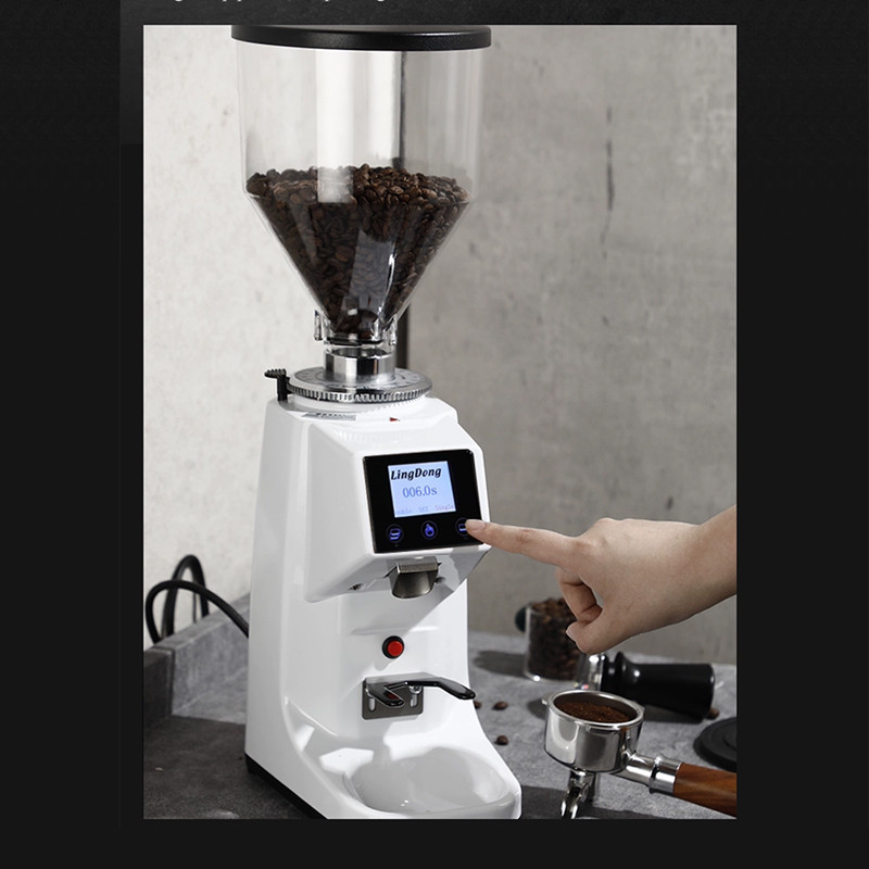 Jual Electric Coffee Grinder Black White 60mm Burr Coffee Bean Grinding ...
