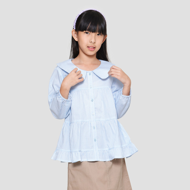 Jual Little M Kerah Tumpuk Salur Ripple Blouse Anak Perempuan 121504284 ...