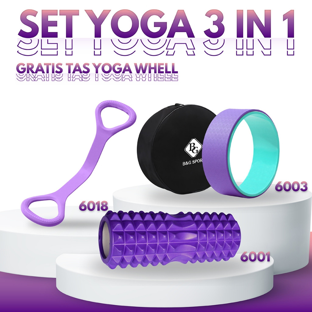 Jual HTD SPORT Bundling Set Yoga Pilates 3 IN 1 Yoga Wheel With Foam ...