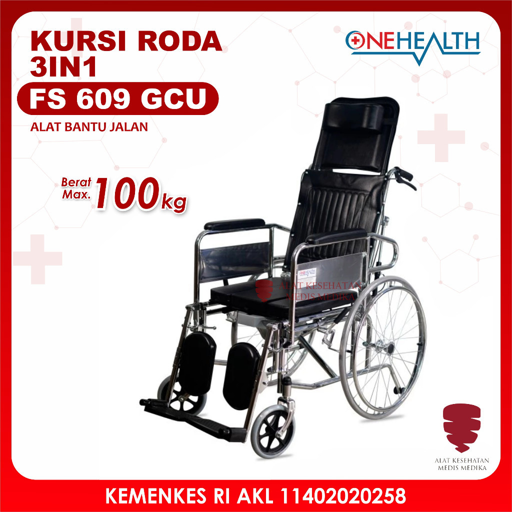Jual Kursi Roda 3in1 OneHealth Kursi Roda 3in1 OneHealth FS609GCU ...