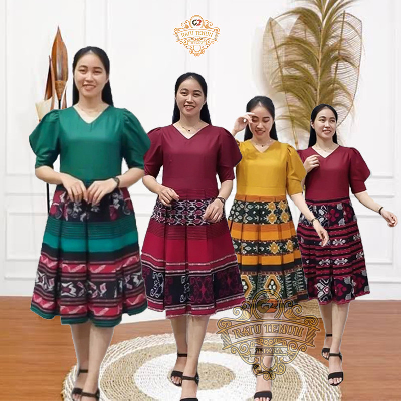 Jual BAJU DRESS TENUN WIRU KOMBINASI MIX TOYOBO Original 100% Kain Tenun Troso Asli Premium ...