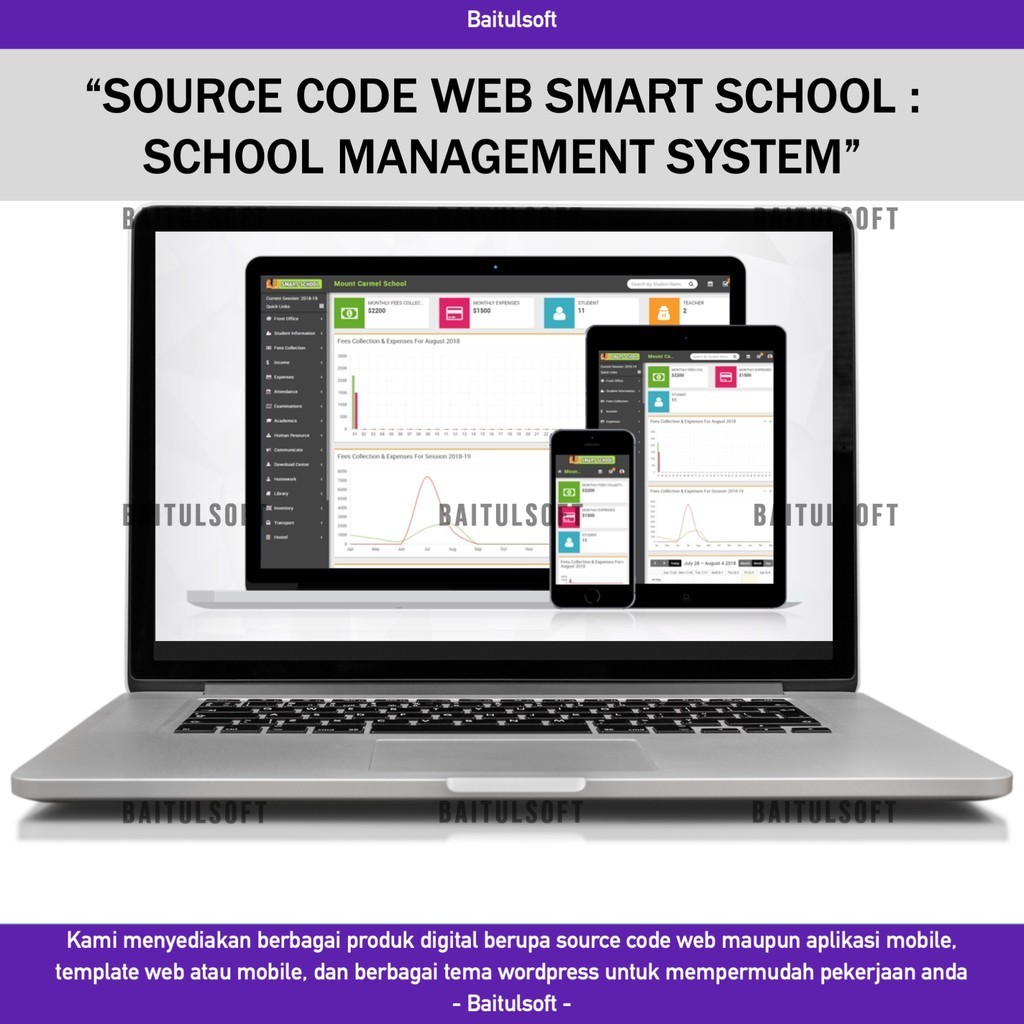 Jual SOURCE CODE APLIKASI WEB SMART SCHOOL : SCHOOL MANAGEMENT SYSTEM D98 BAITULSOFT | Shopee ...