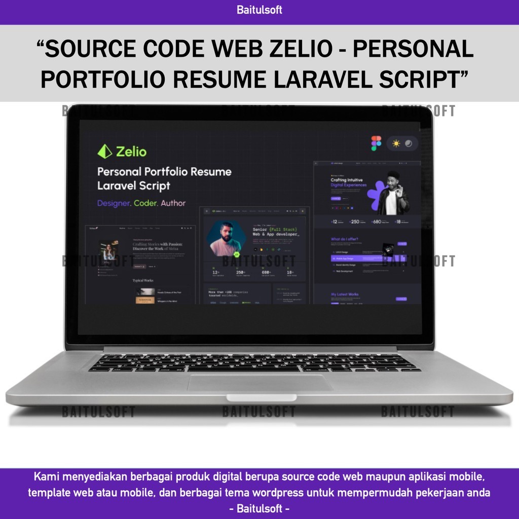 Jual SOURCE CODE APLIKASI WEB ZELIO - PERSONAL PORTFOLIO RESUME LARAVEL SCRIPT D99 BAITULSOFT ...