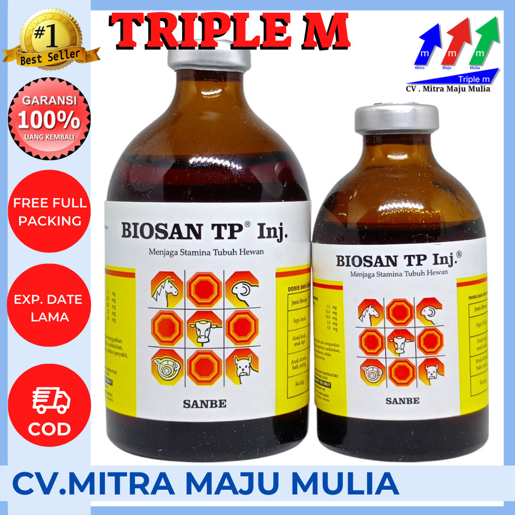 Jual Biosan TP Injeksi Vol. 50ml & 100ml TRIPLE M - Meningkatkan ...