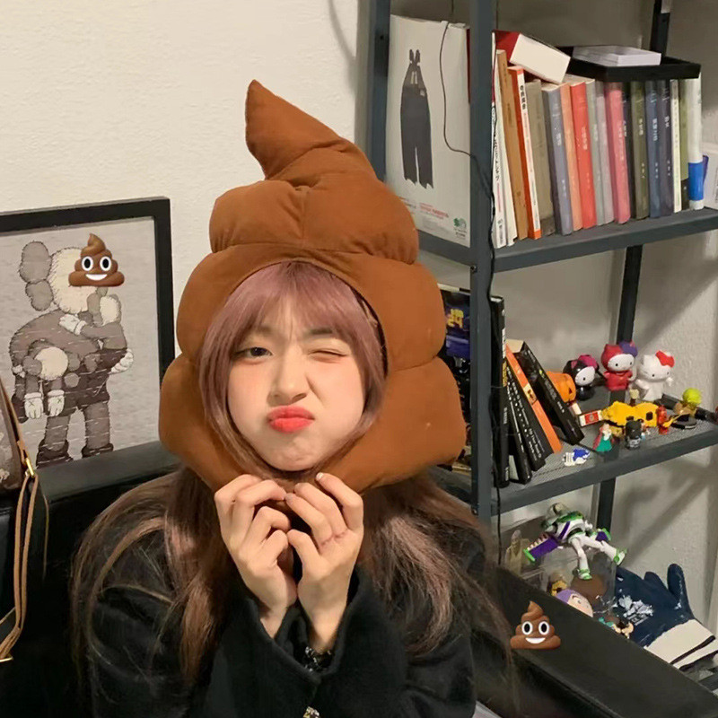 Jual Poop Head Cover Cute Quirky Poop hat Winter Warm Sand Sculpture Photo Funny Cartoon Oddball ...