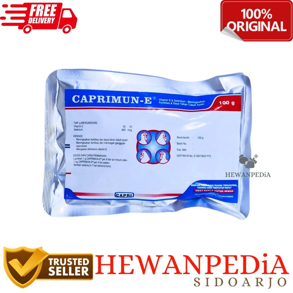 Jual CAPRIMUN E 100 gr Hewanpedia - Vitamin E Selenium Tingkatkan Telur ...