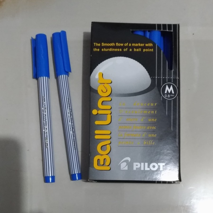Jual Pen pilot Balliner / Ballpoint ball liner pen 0.8 warna biru ...