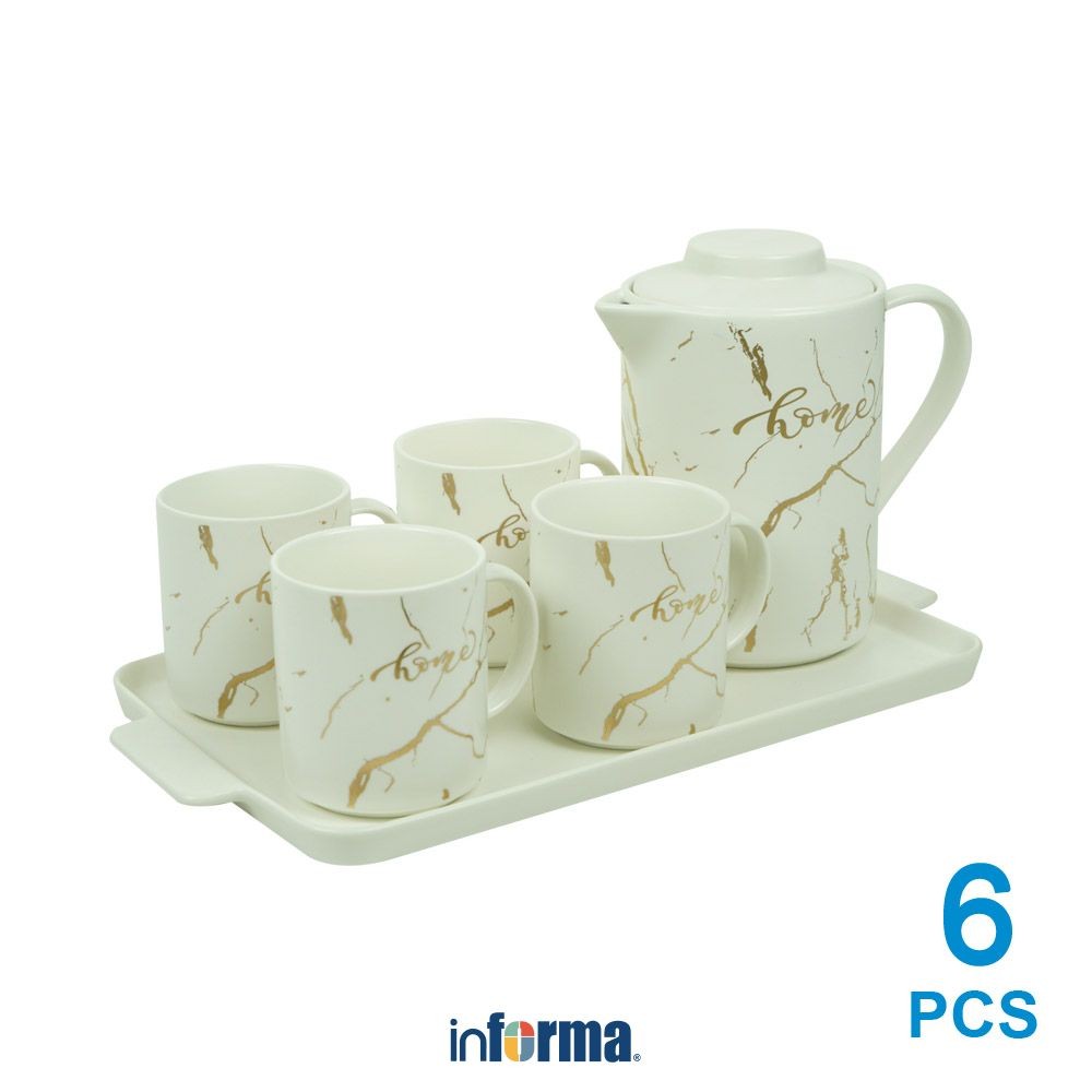 Jual Informa Appetite Set 6 Pcs Teko & Cangkir Dengan Nampan - Putih ...