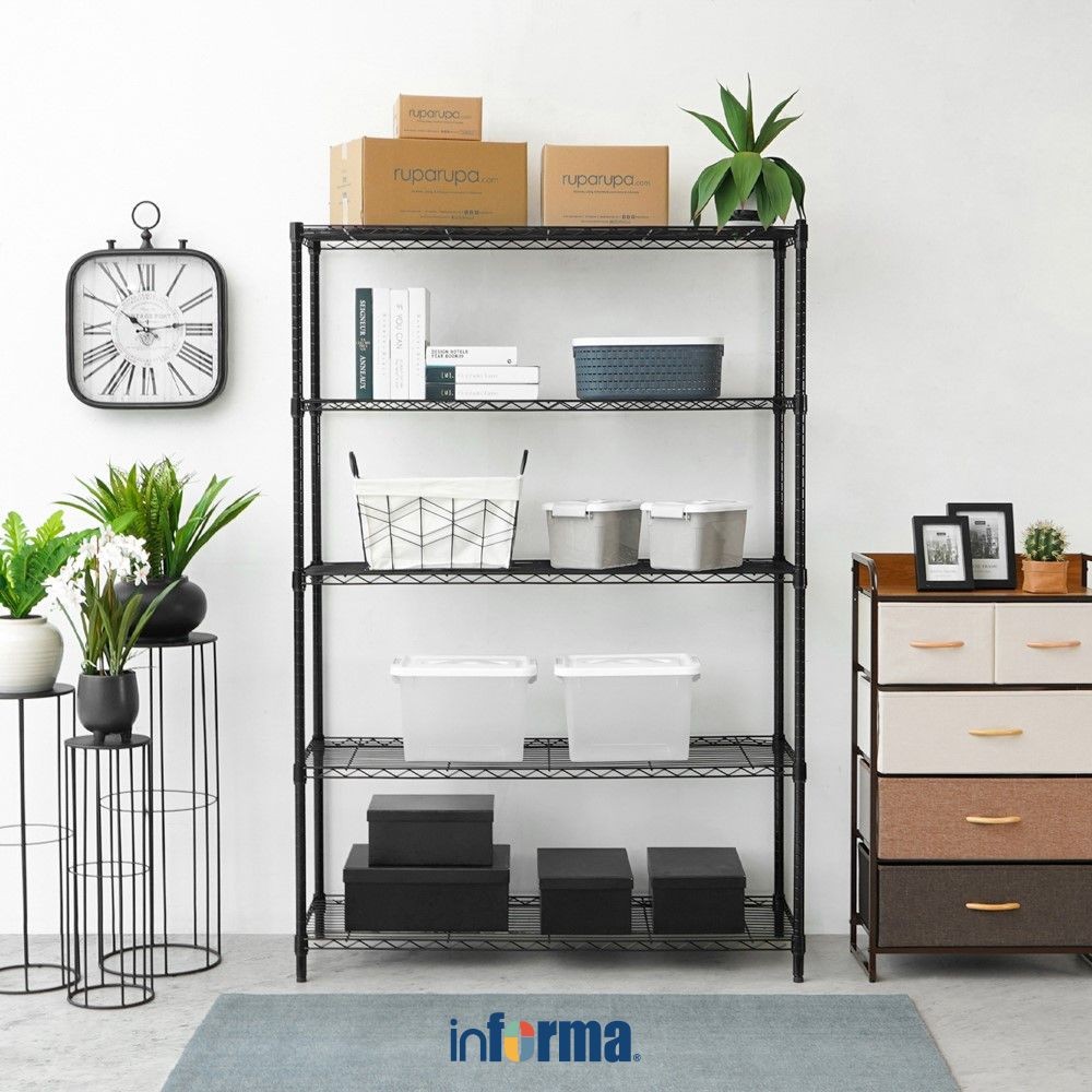 Jual Informa Xyla Rak Kawat 5 Tingkat 120X45X179 cm - Hitam Storage ...