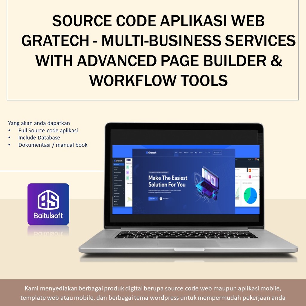 Jual SOURCE CODE APLIKASI WEB GRATECH - MULTI-BUSINESS SERVICES WITH ADVANCED PAGE BUILDER ...