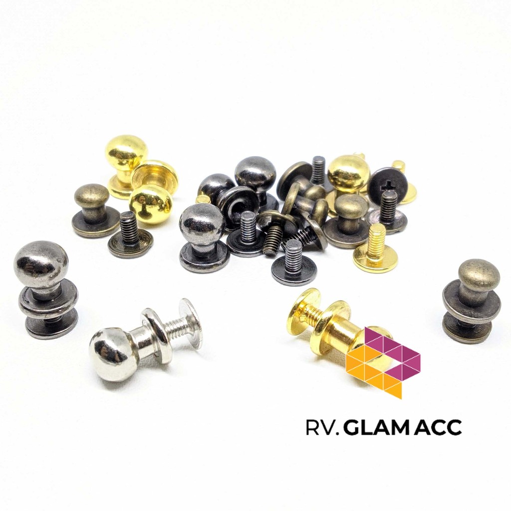 Jual (12 SET) Kancing PION 6 MM Button Head Stud - Baut Pentol Tas Besi ...