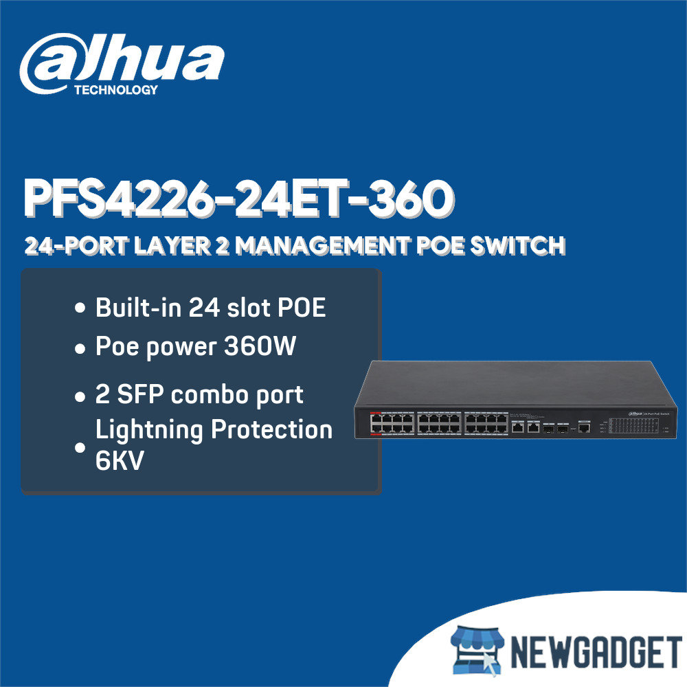 Jual Dahua Pfs4226 24et 360 24 Port Layer 2 Management Poe Switch Shopee Indonesia