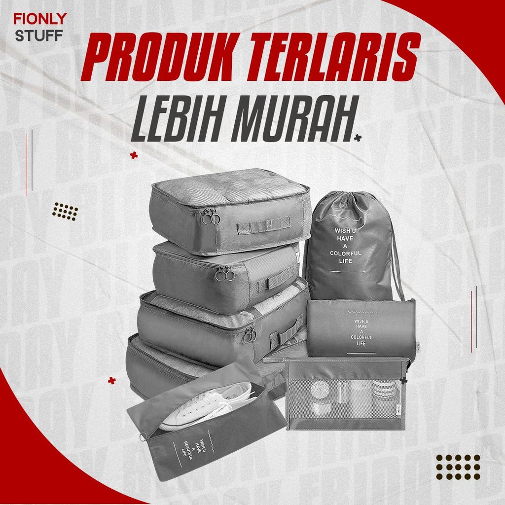 Jual Tas Travel Bag Laundry Organizer Packing Cubes 8 PCS | Shopee ...