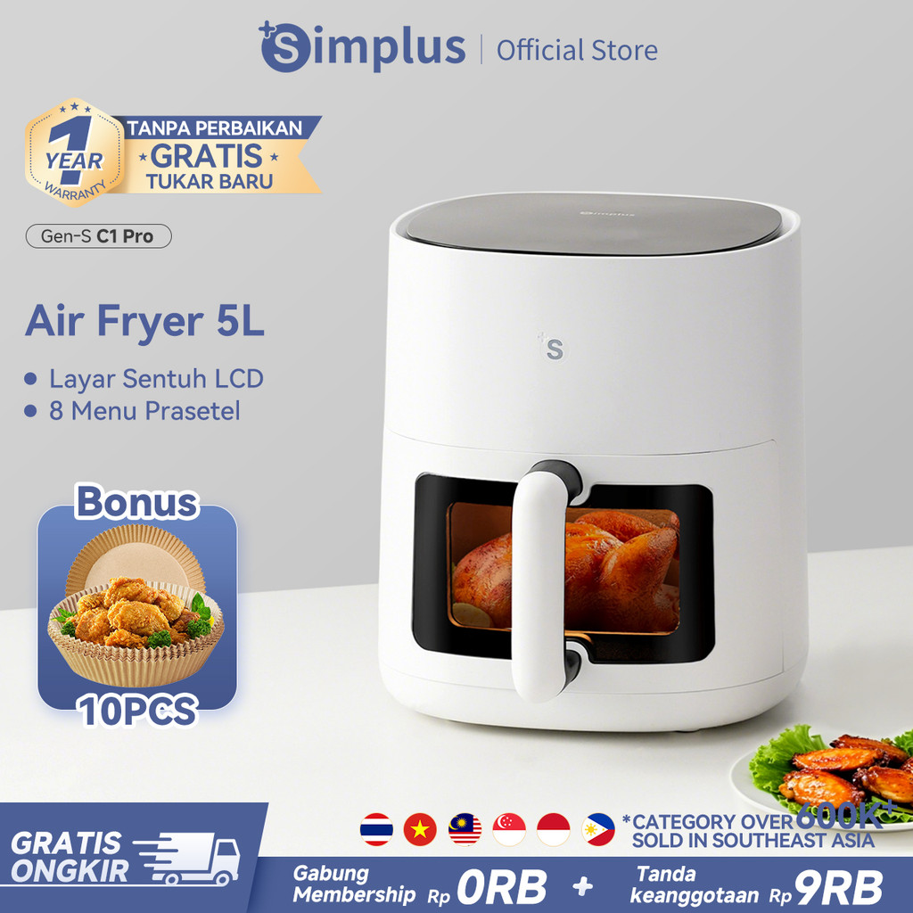 Jual Simplus Air Fryer 5L Kaca Tampilan Kapasitas Besar Model Sentuh penggunaan Multifungsi Gen ...